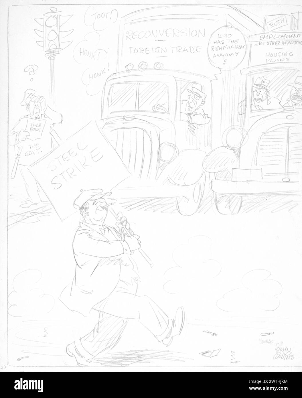 Cartoon - Labor Day Parade. John Collins (1917-2007 Stock Photo - Alamy