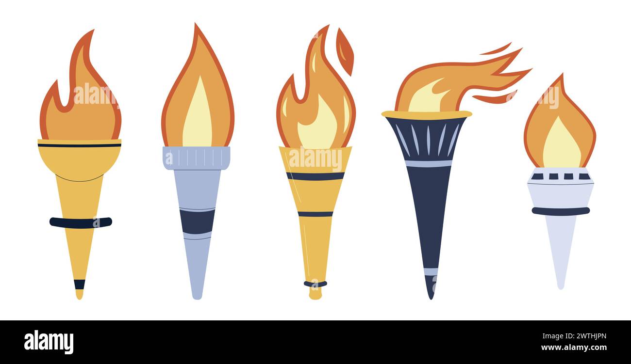 Flaming torch isolated on white background. Vector simple flat ...