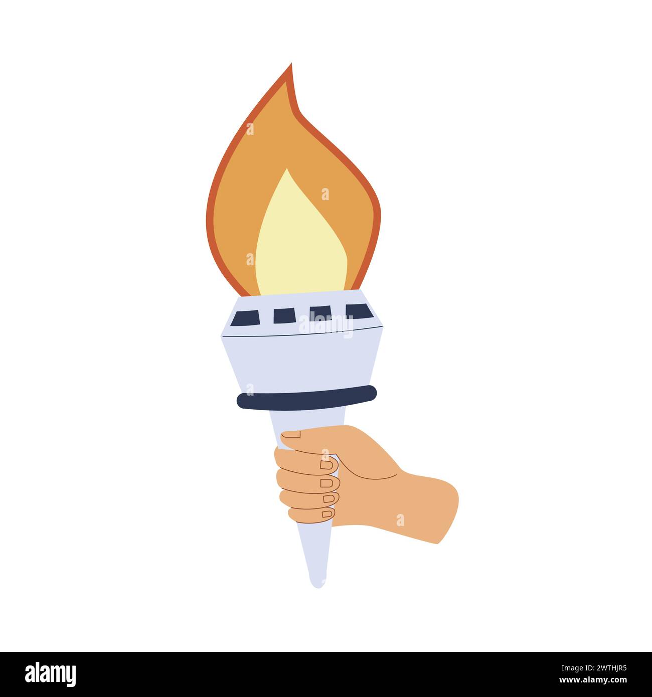 Torches with burning flame in hand. Symbol of sport, games, victory and ...