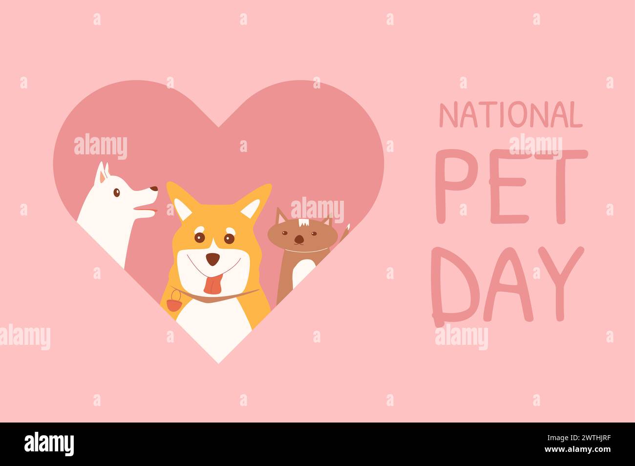National Pet Day banner. Domestic animal holiday design greeting card ...