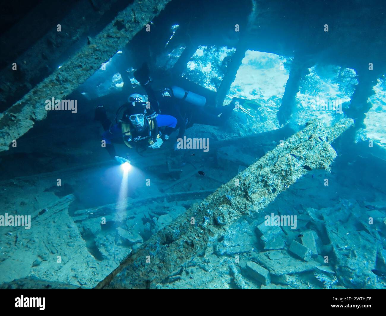 Taucher am Wrack der Dunraven, Rotes Meer, Ägypten Stock Photo - Alamy