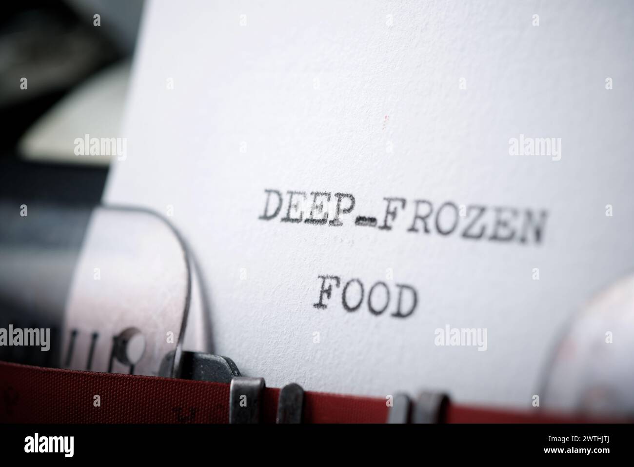 Deep-frozen food text written with a typewriter Stock Photo - Alamy