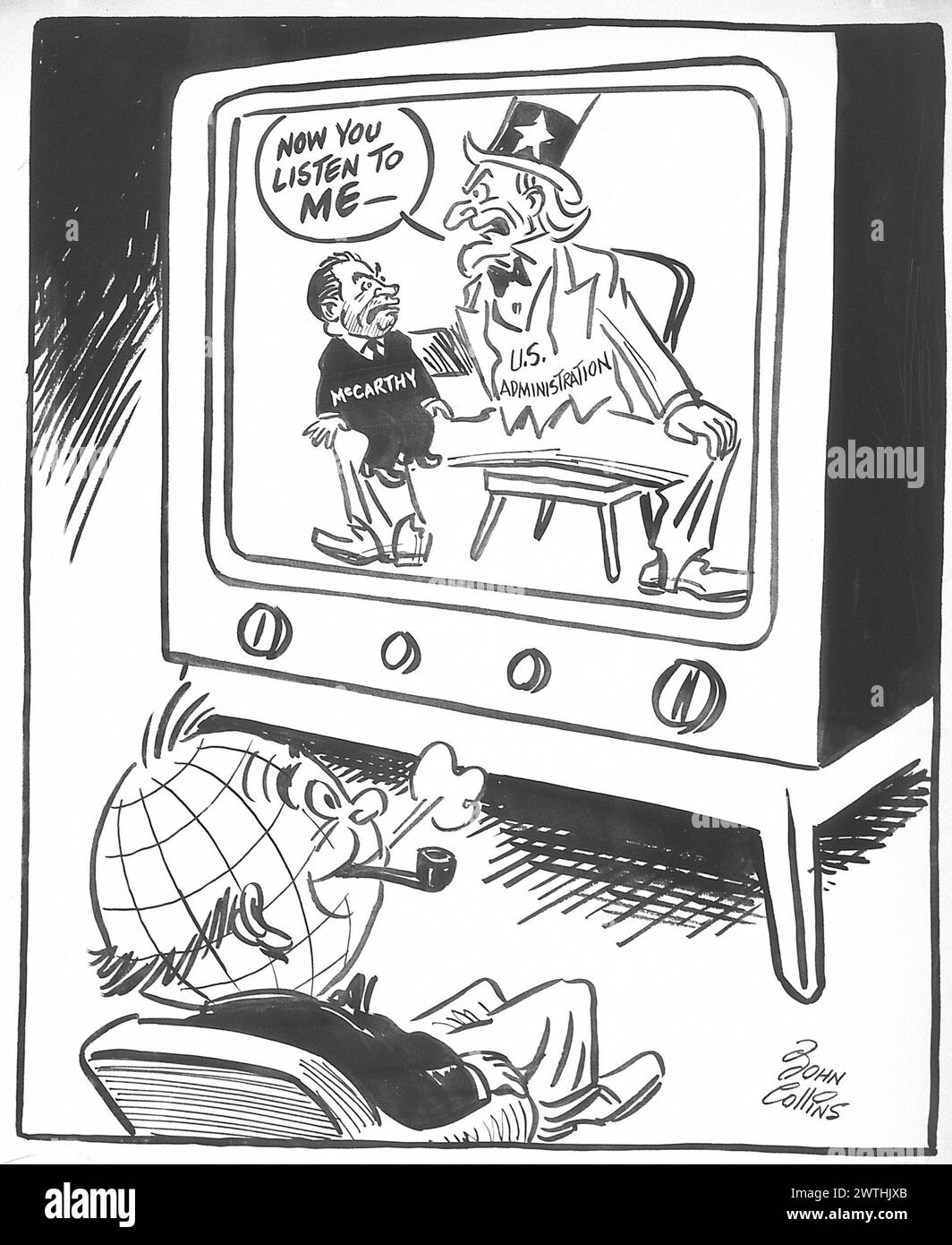 Cartoon - Talking Back at Last. John Collins (1917-2007 Stock Photo - Alamy