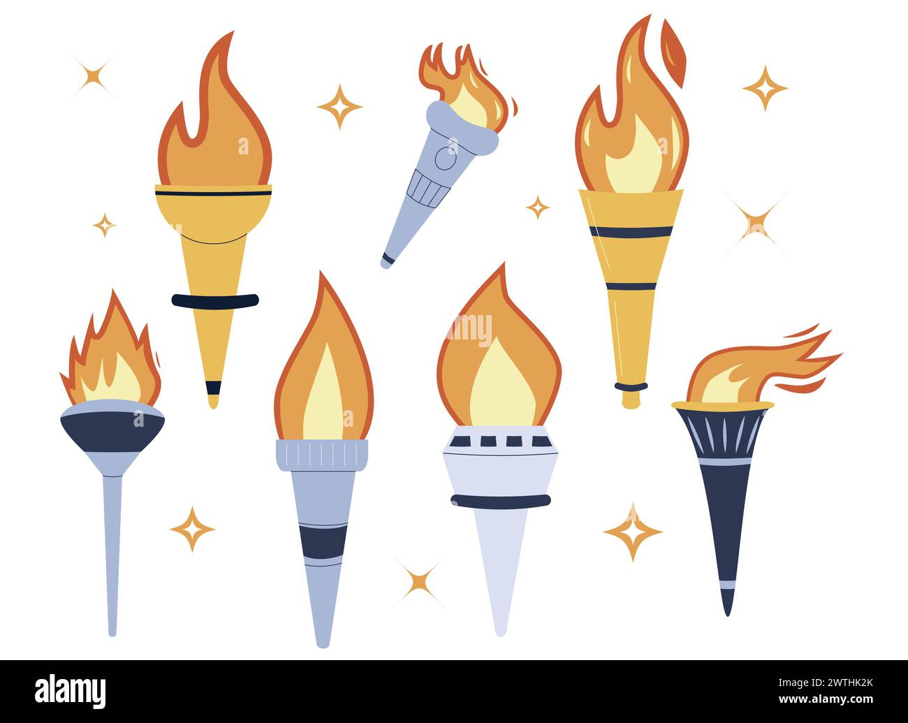 Flaming torch isolated on white background. Vector simple flat ...