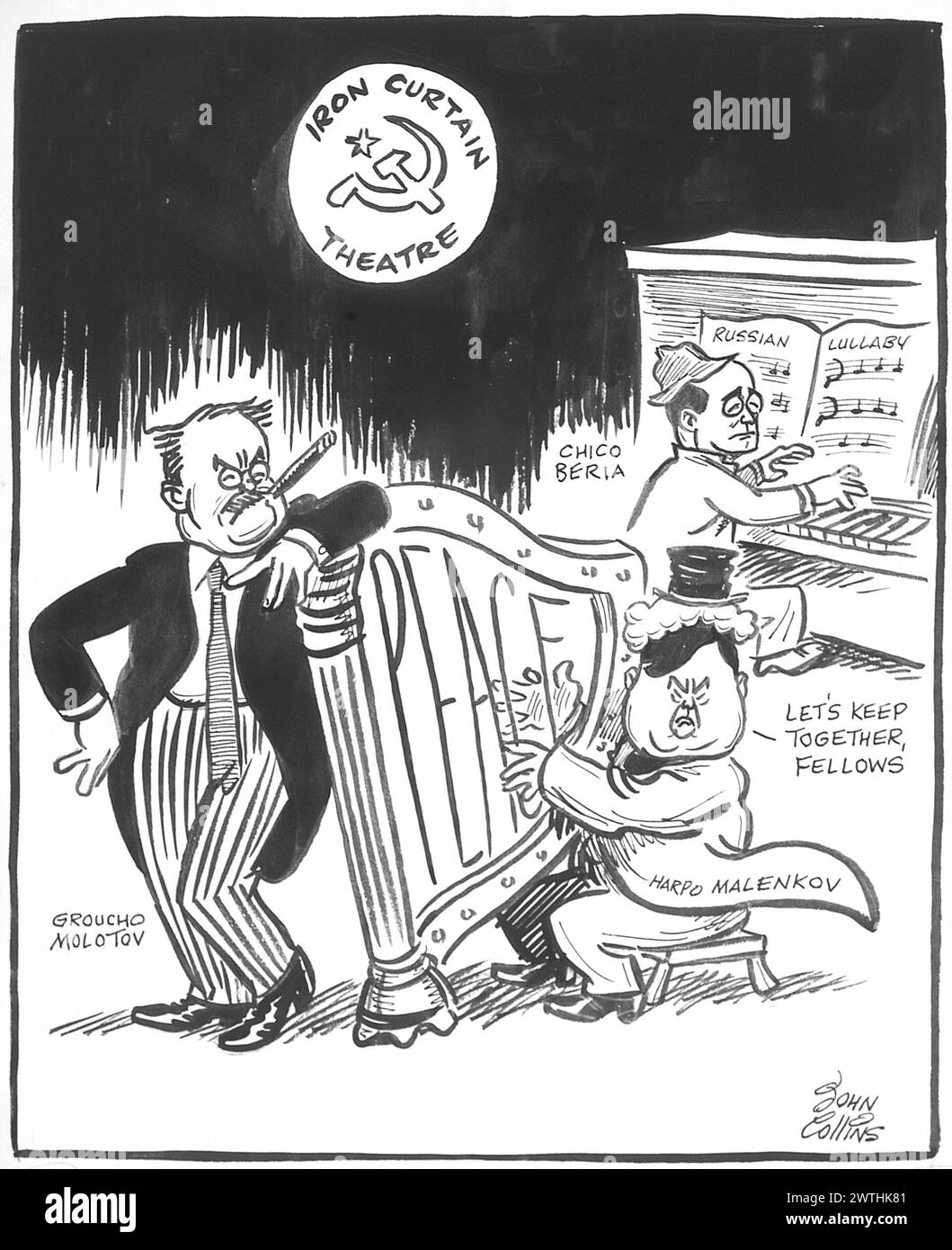 Cartoon - The Three Marx Brothers. John Collins (1917-2007 Stock Photo ...