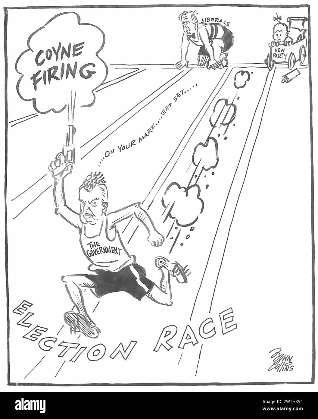 Cartoon - The Starter's Gun. John Collins (1917-2007 Stock Photo - Alamy