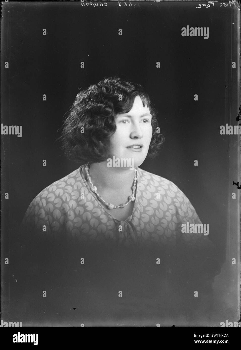 Miss Pope, 38 Onepu Road, Lyall Bay studio portraits, portraits, black ...