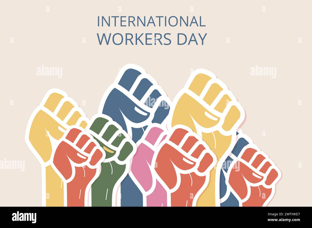 International workers day banner template. Labour day cards. Fists ...