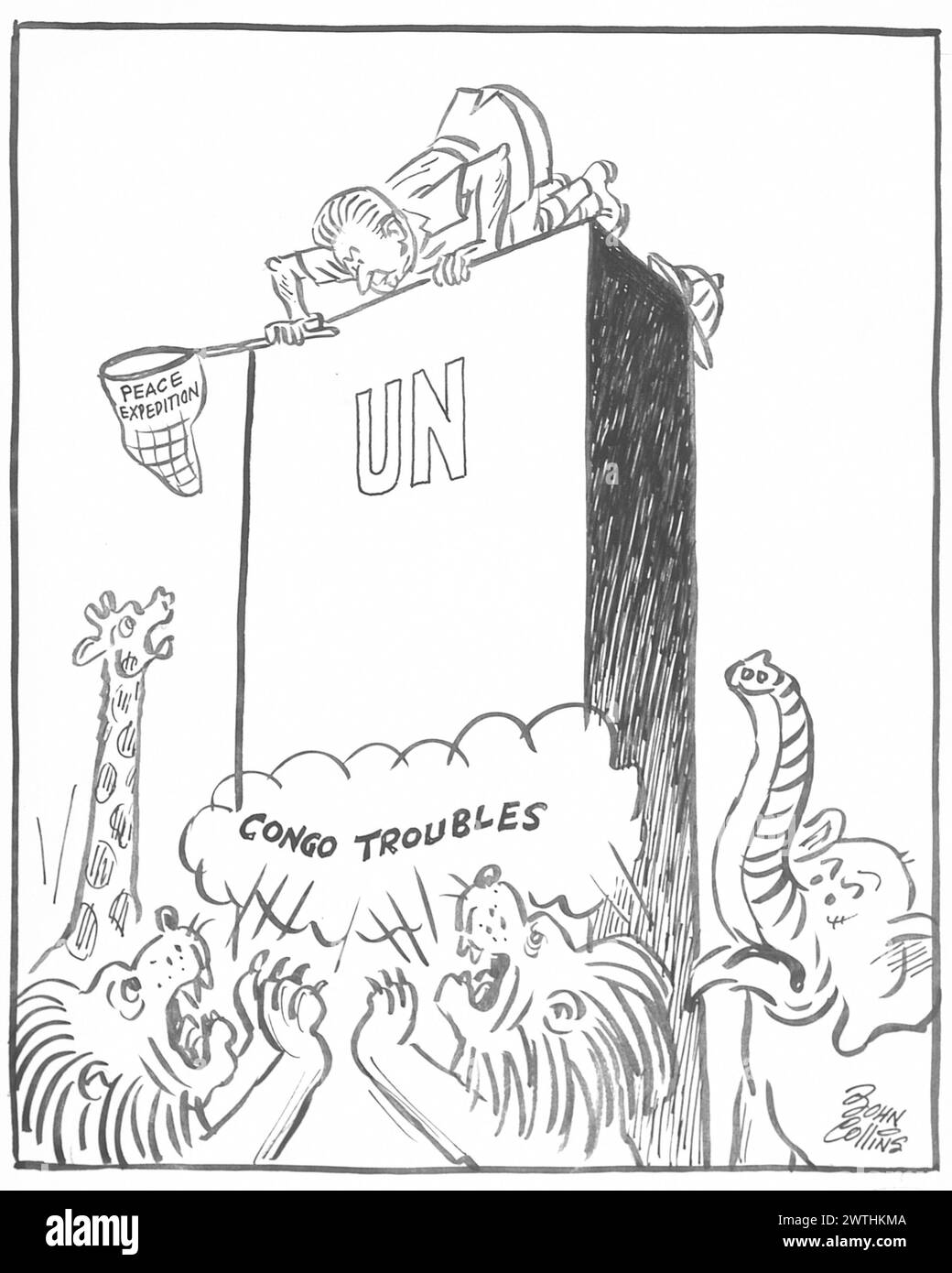 Cartoon - Bringing 'Em Back Alive. John Collins (1917-2007 Stock Photo ...