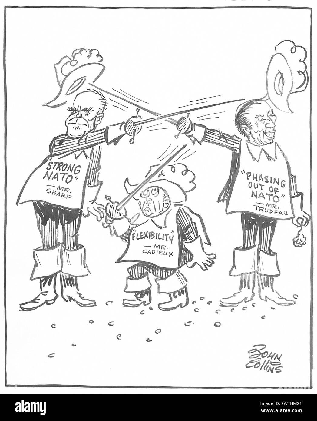 Cartoon - Our Three Musketeers. John Collins (1917-2007 Stock Photo - Alamy