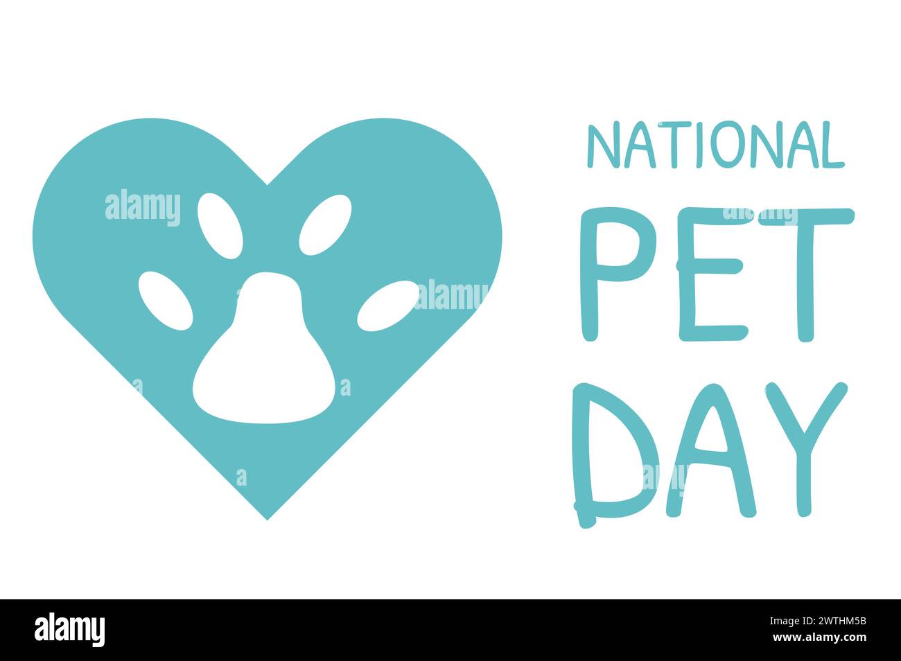 National Pet Day cards set. Domestic animal paw holiday design greeting ...