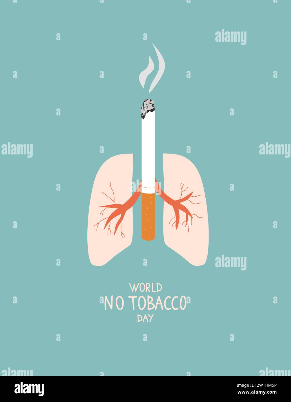 World no tobacco day card. Stop smoking banner. Cigarette and lung ...