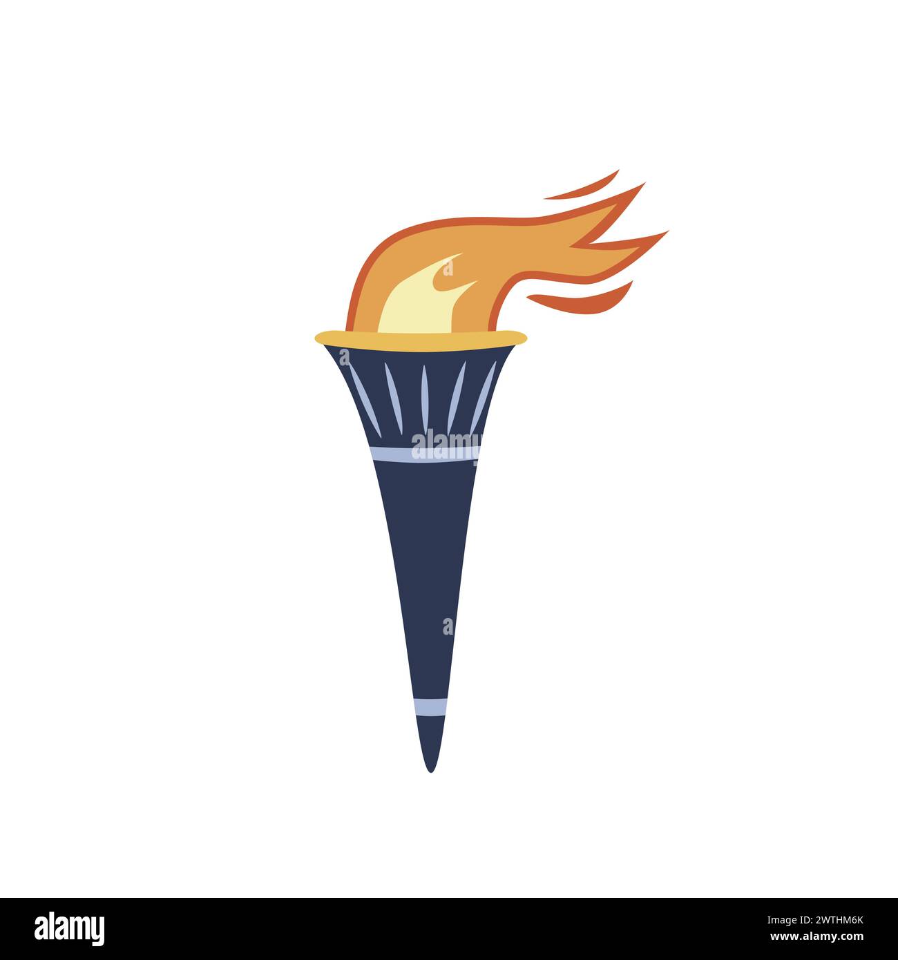 Flaming torch isolated on white background. Vector flat illustration ...