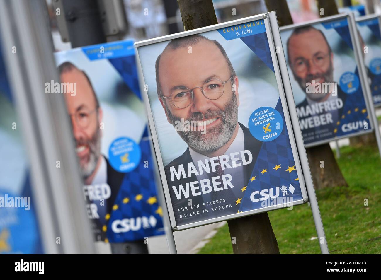 Wahlplakate von Manfred WEBER EVP zur Europapawahl 2024.Wahlplakat ...
