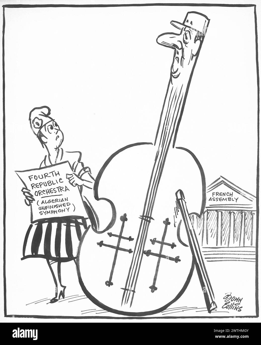 Cartoon - Won't Play Second Fiddle. John Collins (1917-2007 Stock Photo ...