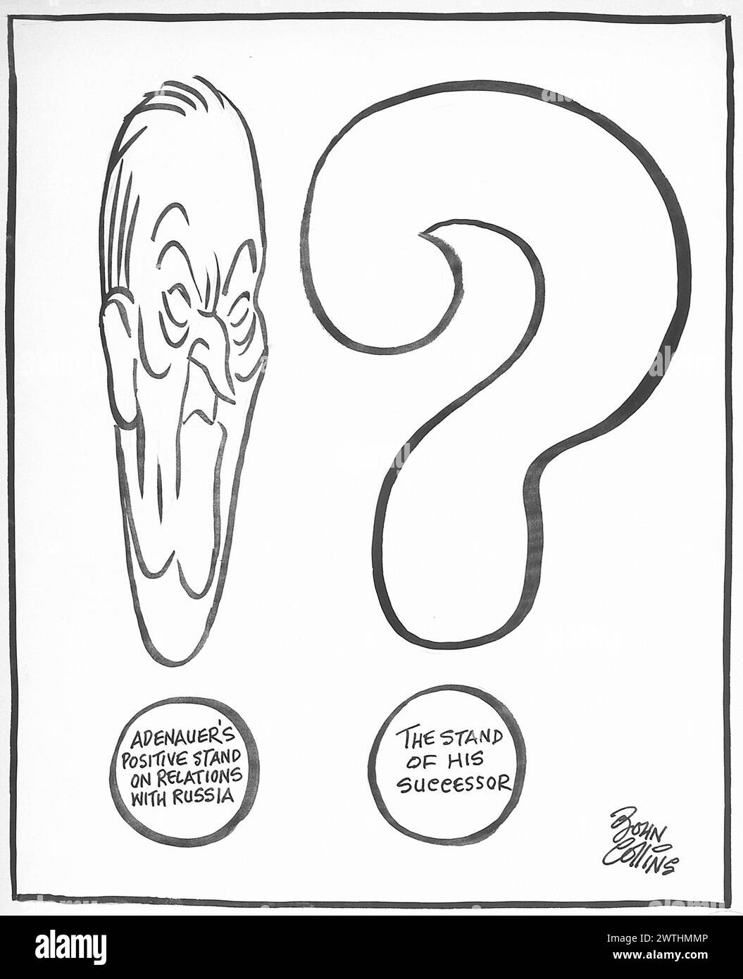 Cartoon - From Exclamation Mark to Question Mark. John Collins (1917 ...