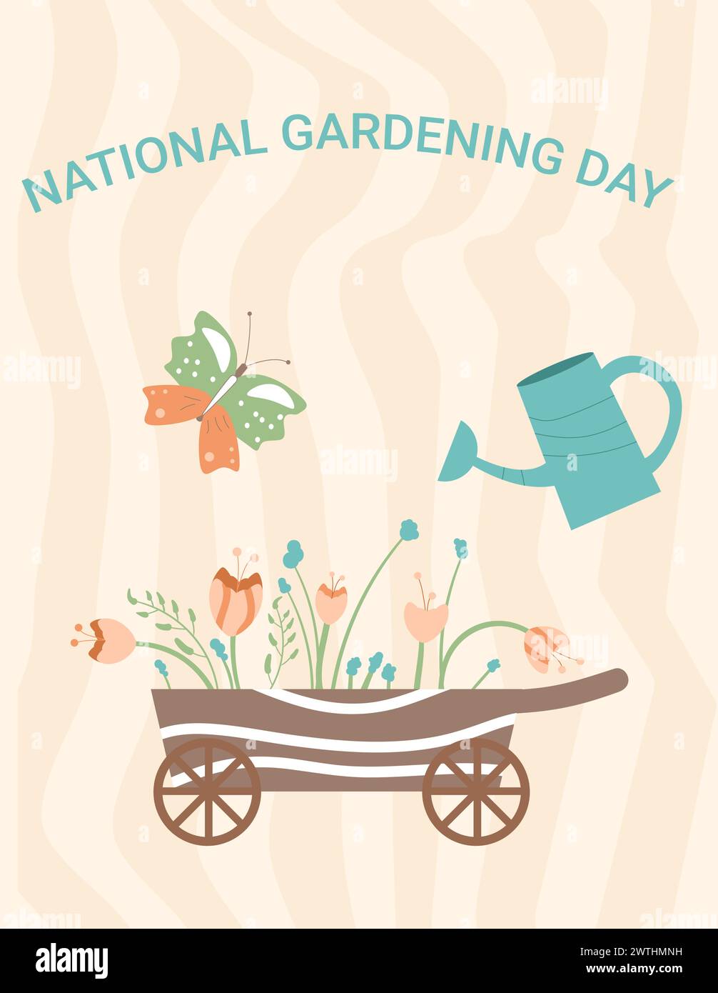 National gardening day background banner. with text card poster ...