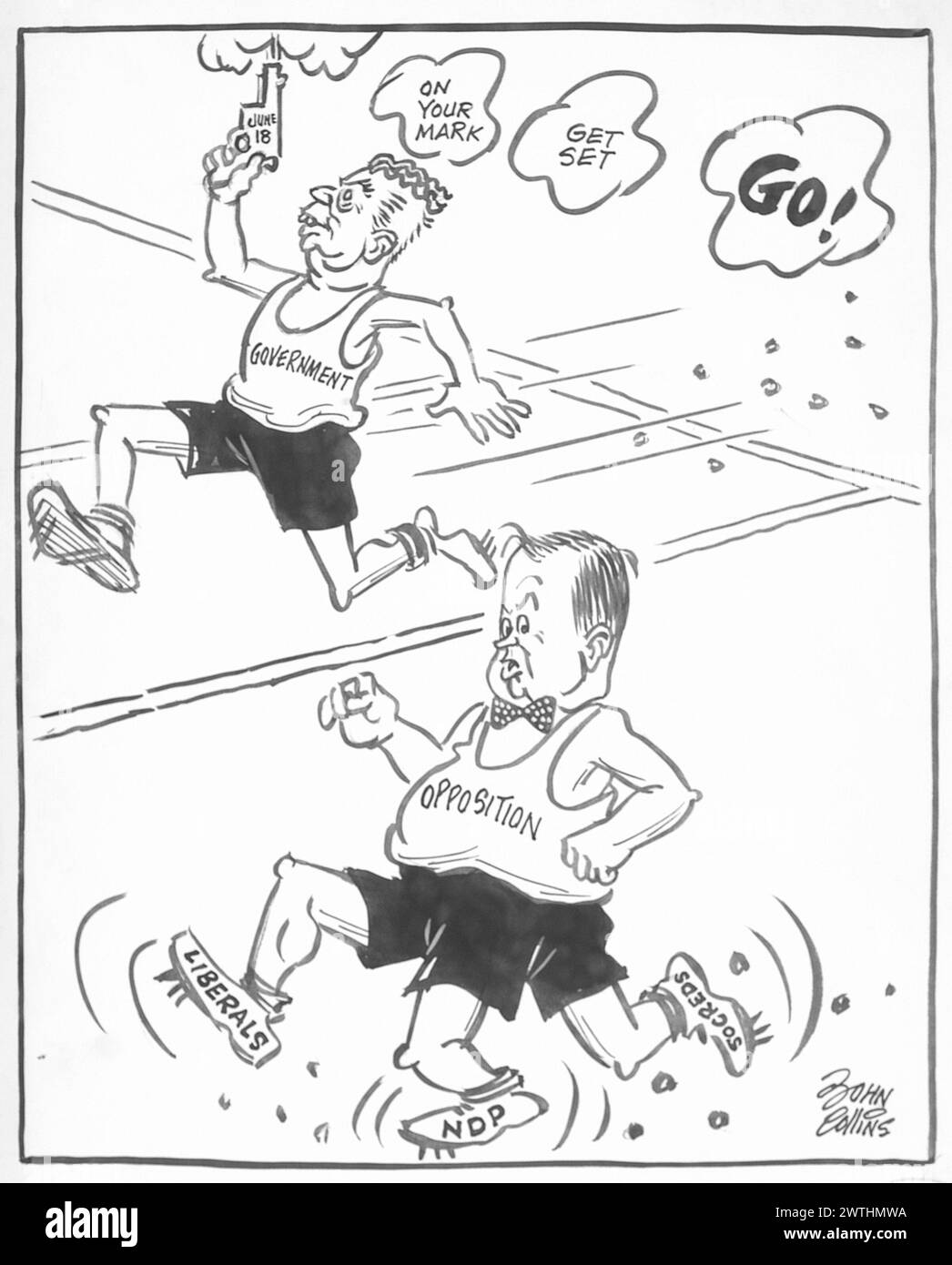 Three legged race cartoon hi-res stock photography and images - Alamy