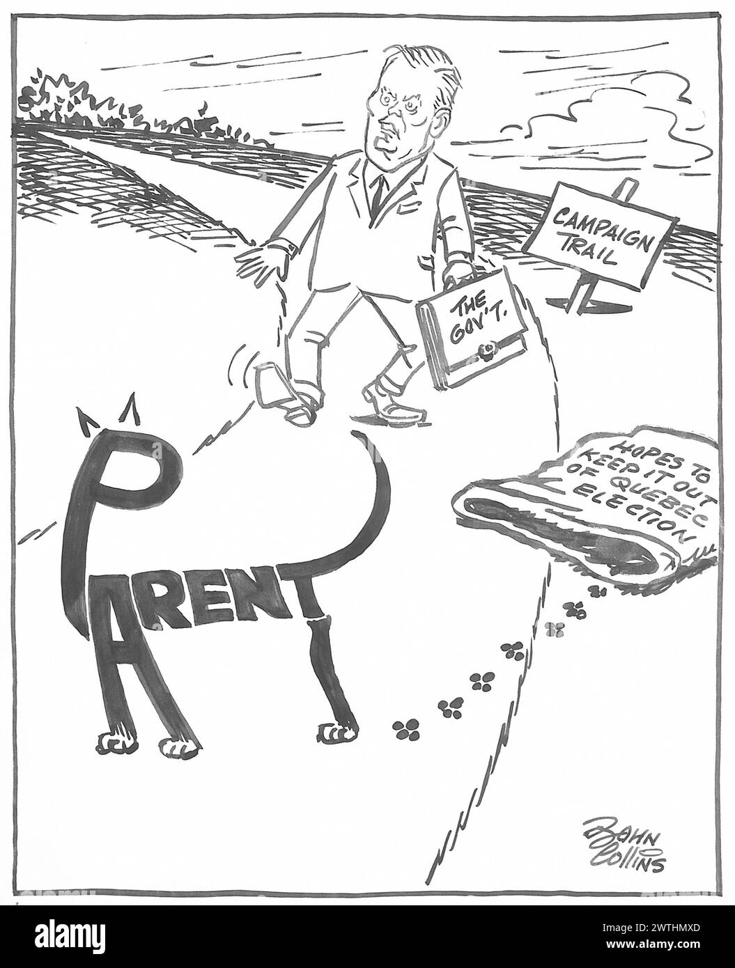 Cartoon - Letting the Cat Out of the Bag. John Collins (1917-2007 Stock ...