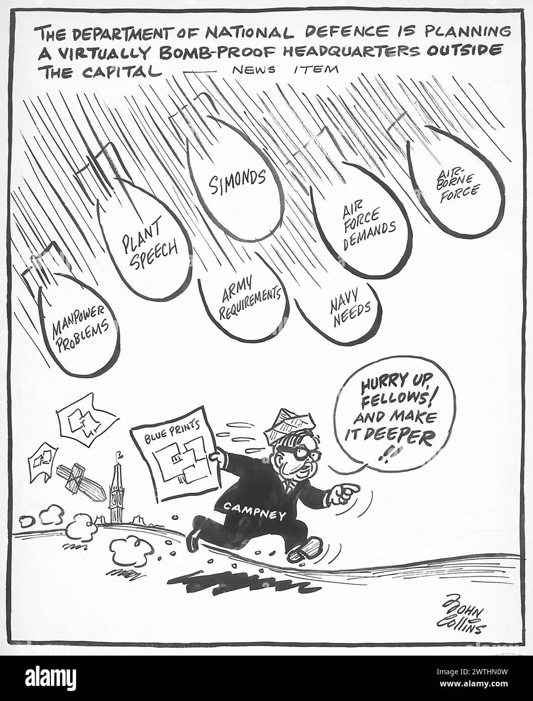 Cartoon - Looking for an Air-Raid Shelter. John Collins (1917-2007 ...