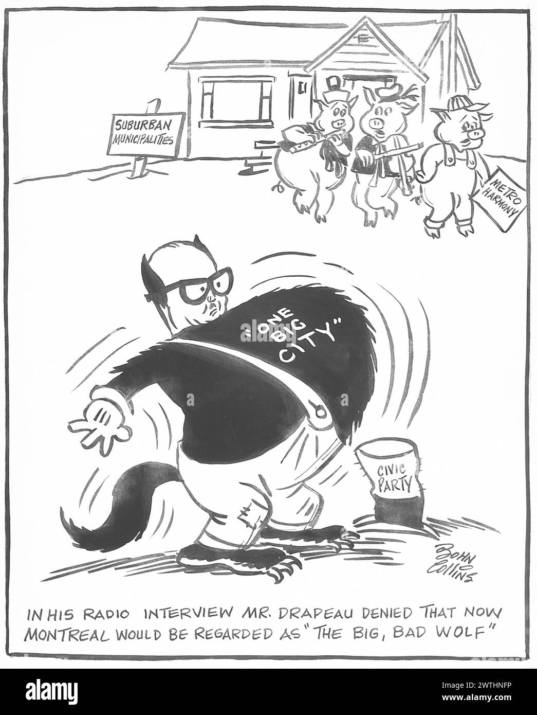 Cartoon - "I'll Huff and I'll Puff-". John Collins (1917-2007 Stock ...