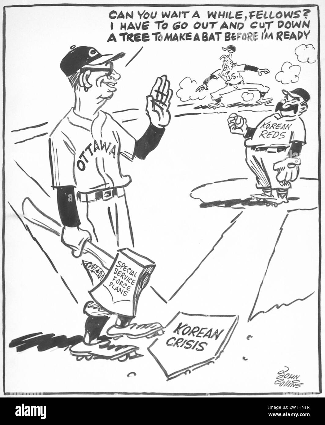 Cartoon - Casey at the Bat. John Collins (1917-2007 Stock Photo - Alamy