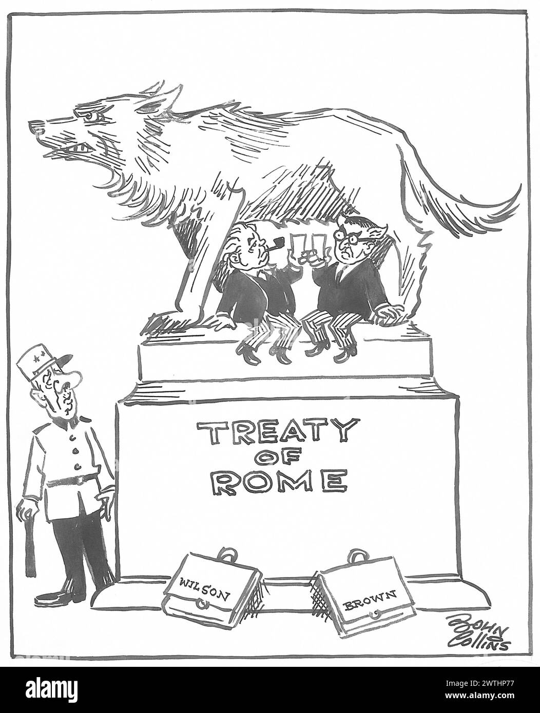 Cartoon - Romulus and Remus. John Collins (1917-2007 Stock Photo - Alamy