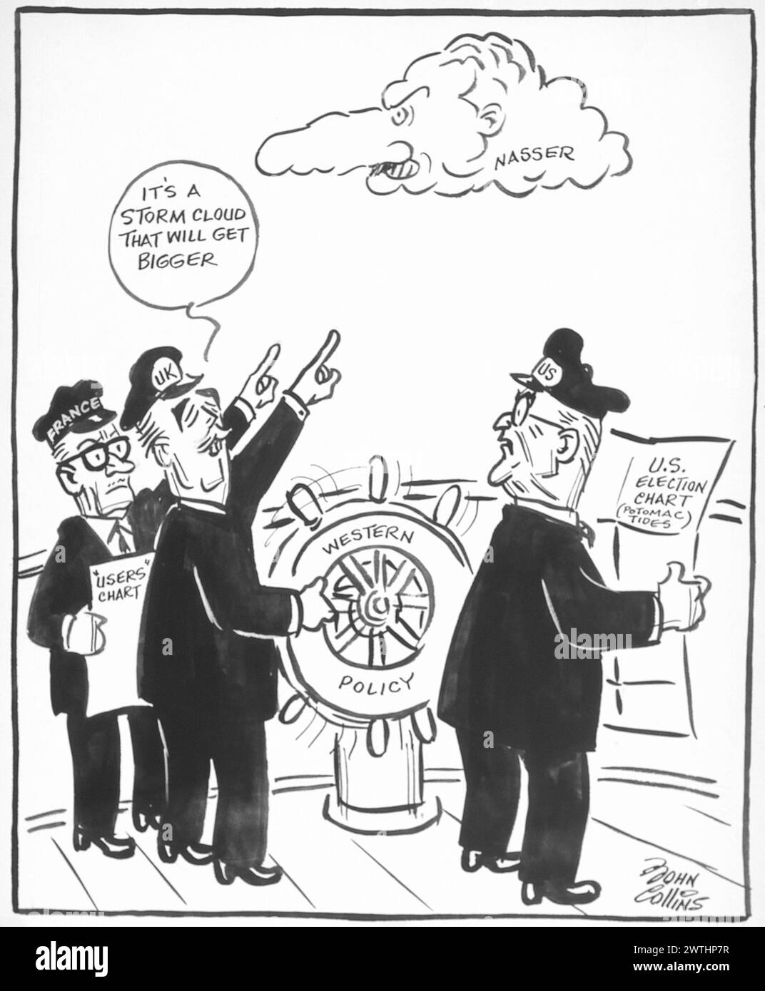 Cartoon - Suez Pilots. John Collins (1917-2007 Stock Photo - Alamy