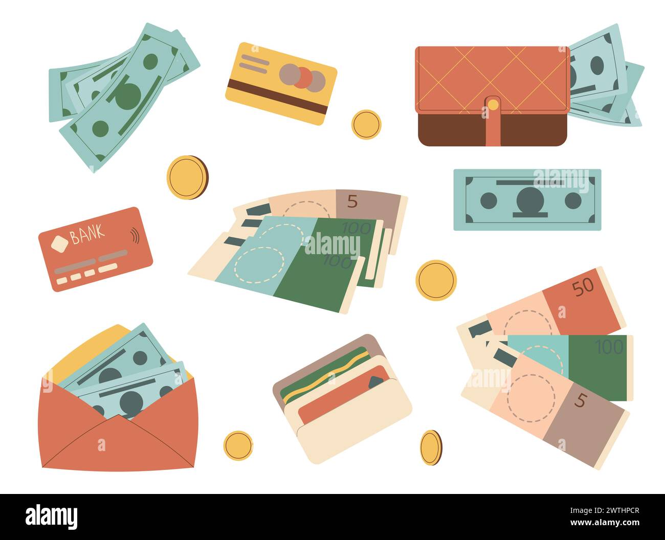 Money set isolated on white background. Financial collection. Banknotes ...