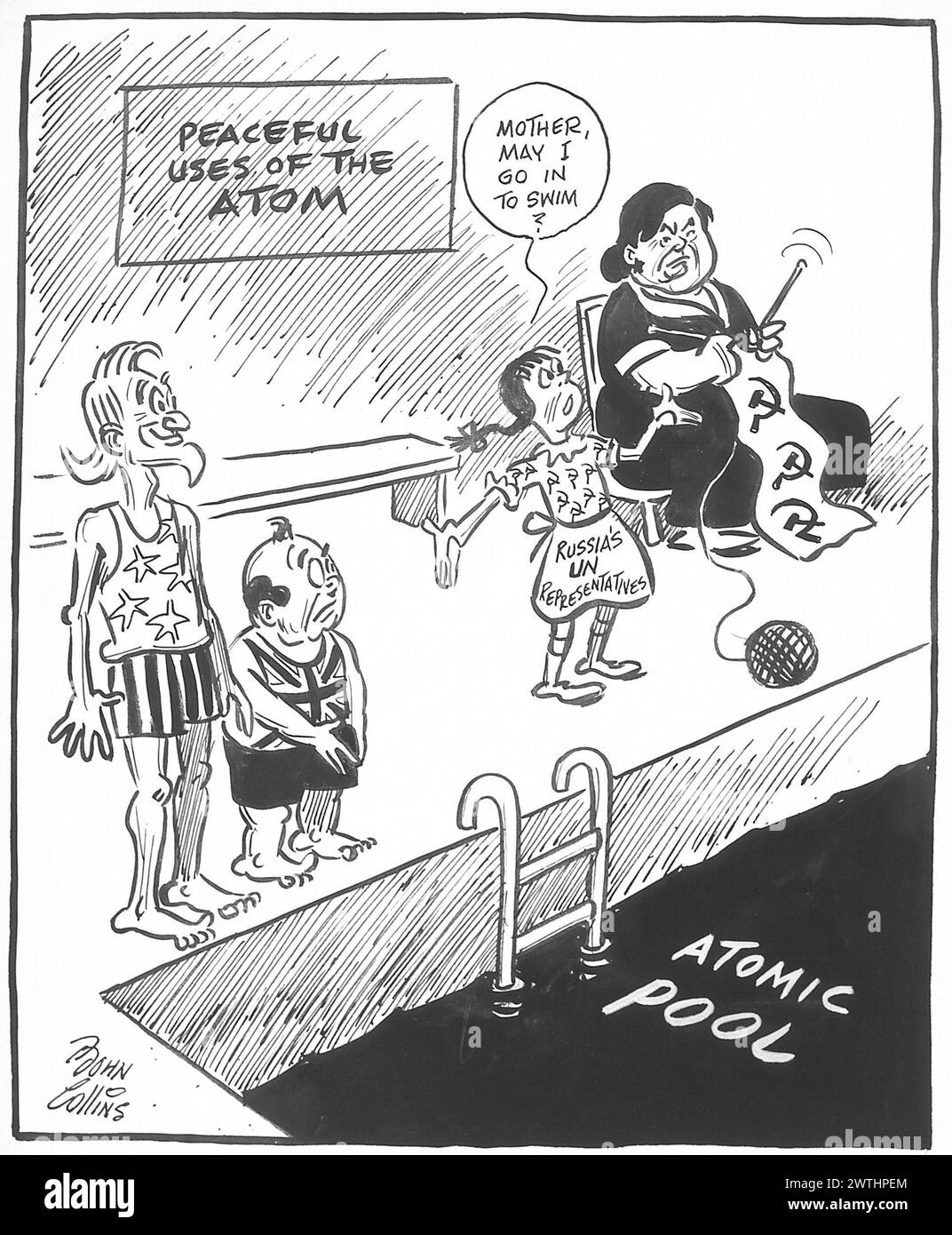 Cartoon - Going in All the Way ?. John Collins (1917-2007 Stock Photo ...