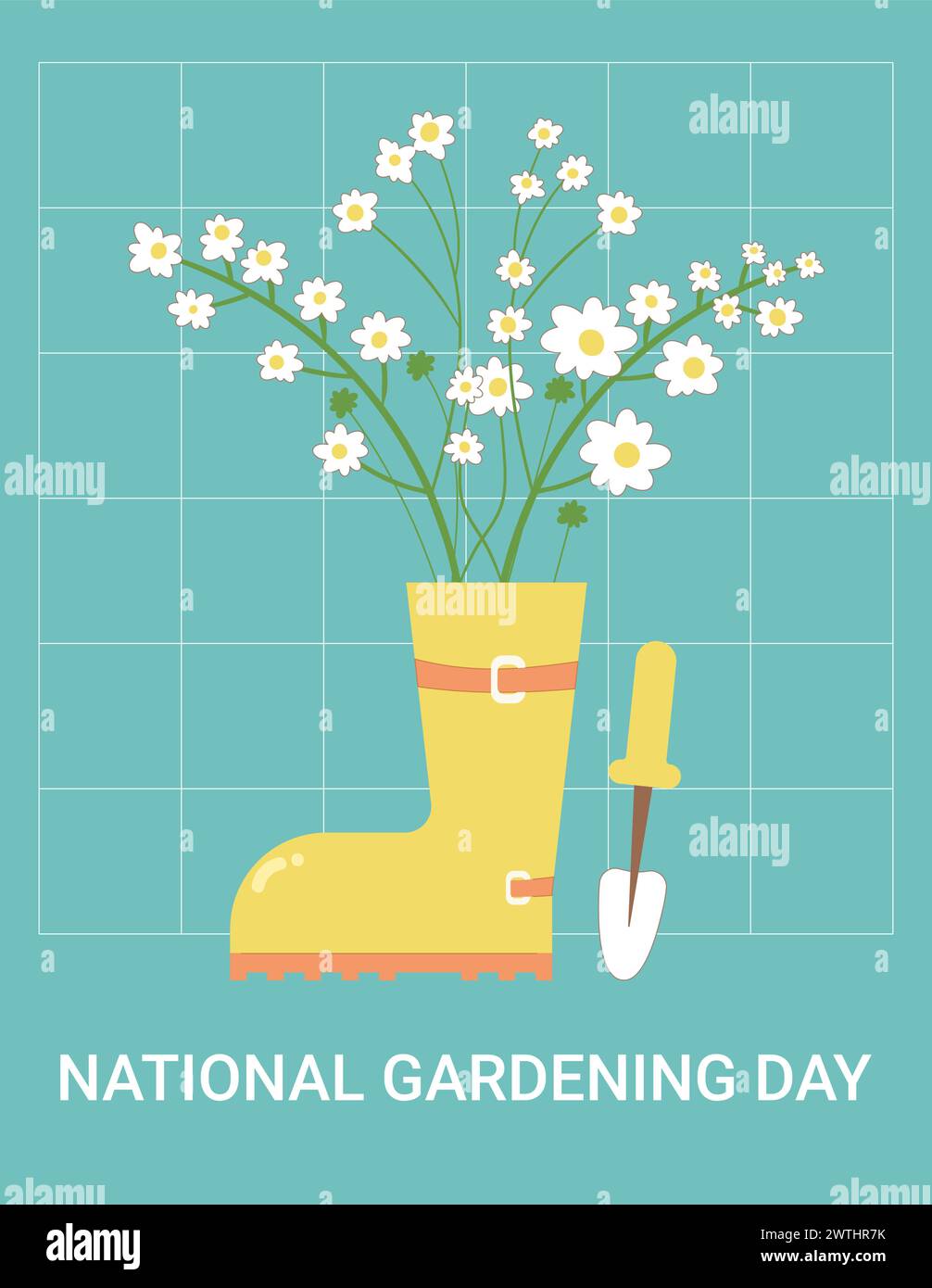 National gardening day background banner. with text card poster. Rubber ...