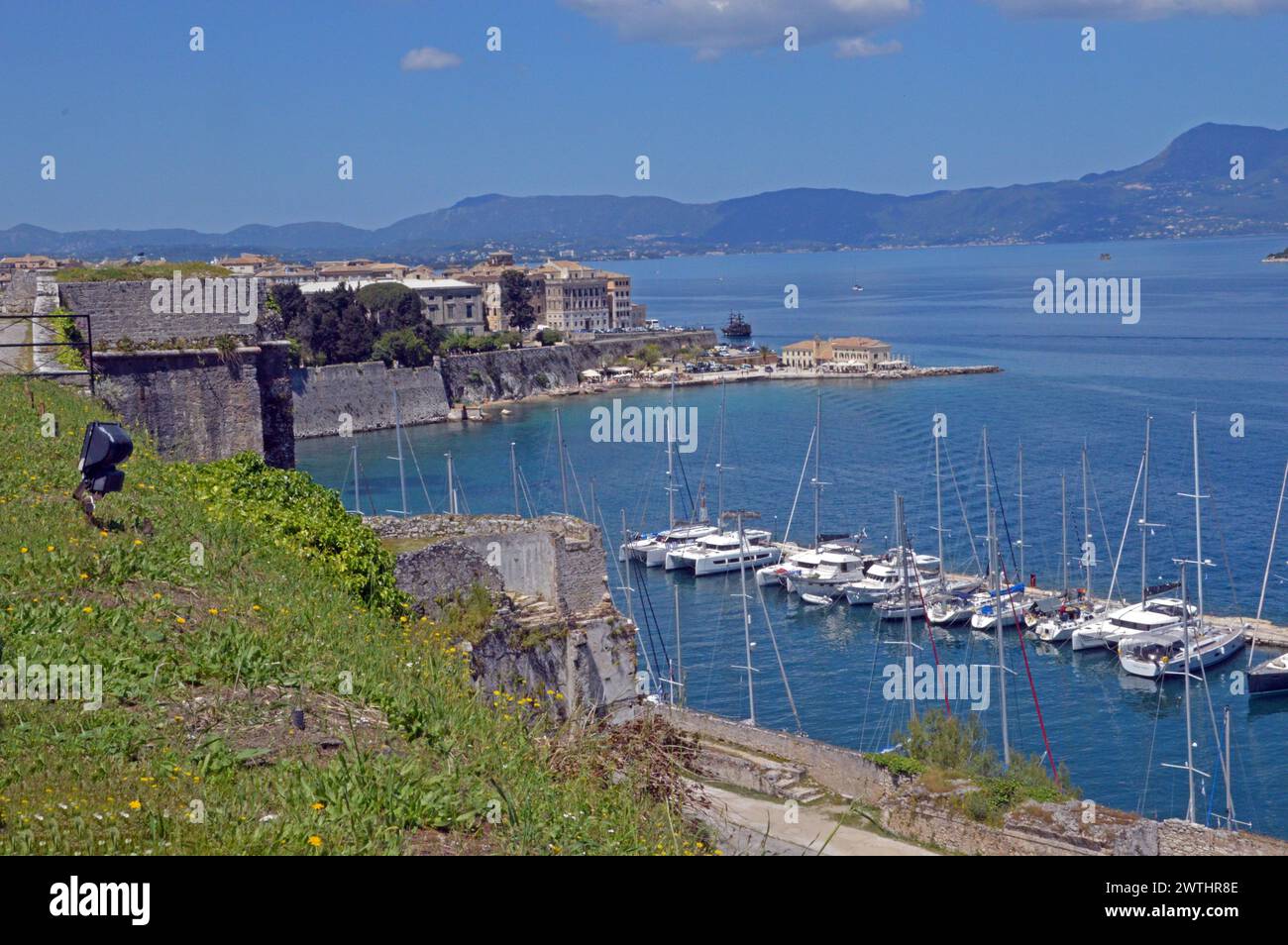 Greece, Island of Corfu, Kerkyra (Corfu town): view of the waterfront ...
