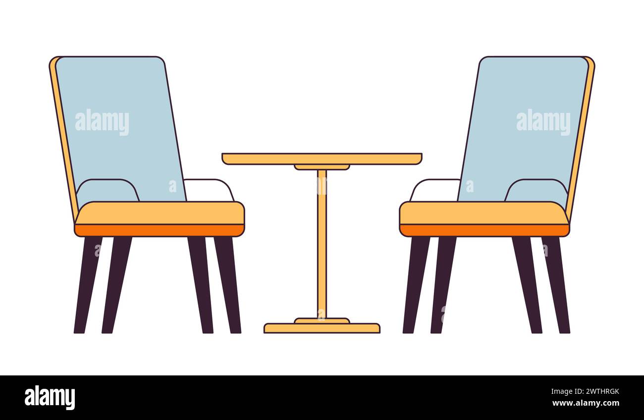 Two Chairs Around Table 2d Linear Cartoon Object Stock Vector Image