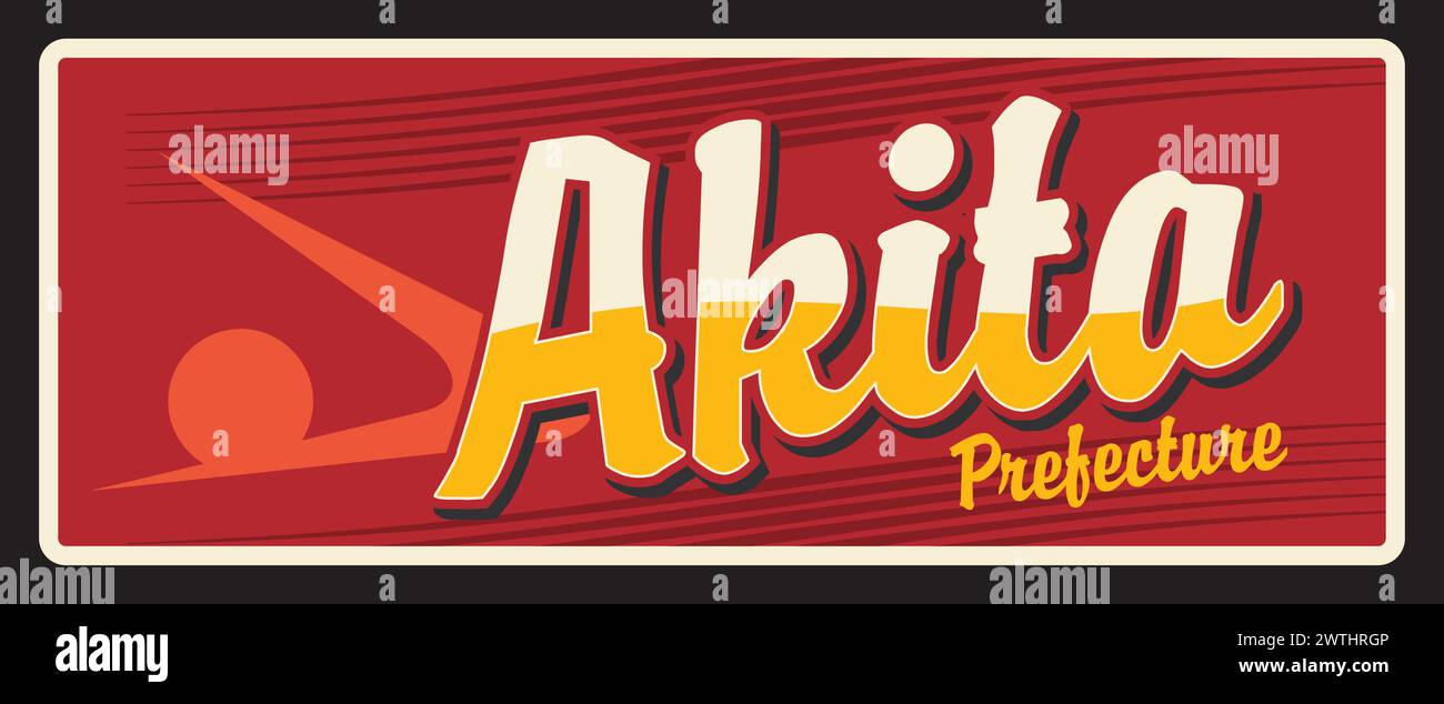 Akita tin vector plate, Japan prefecture metal sign. Tohoku region of ...