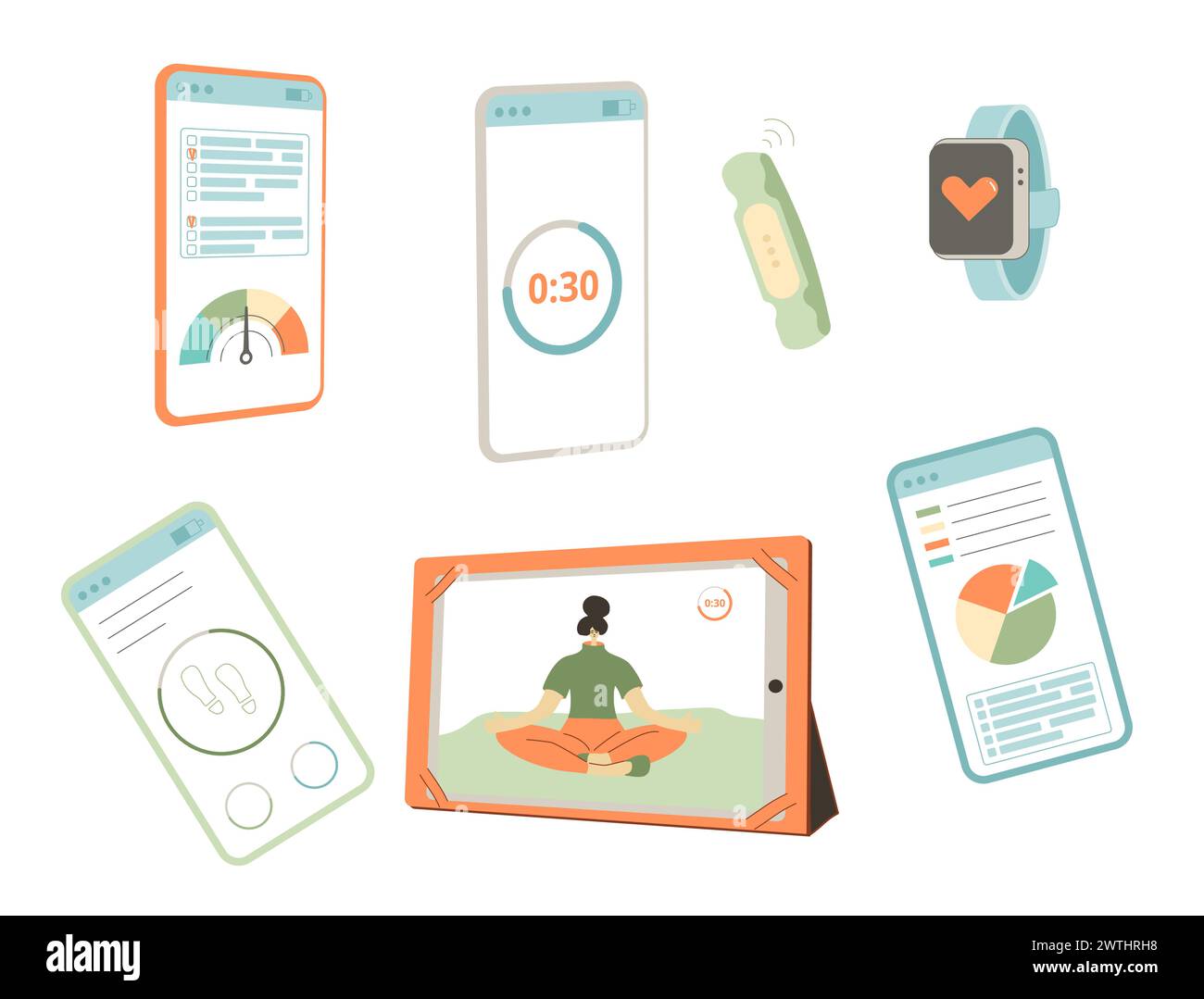 Remote workout application. Exercise class online tablet and phone ...