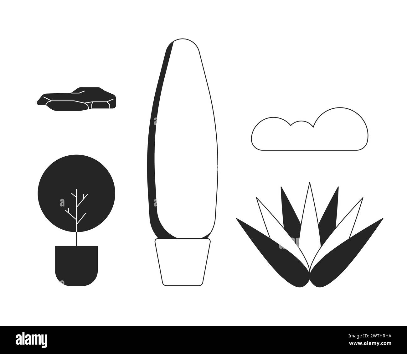 Outdoor Decor Black And White 2d Line Cartoon Objects Set Stock Vector Image And Art Alamy