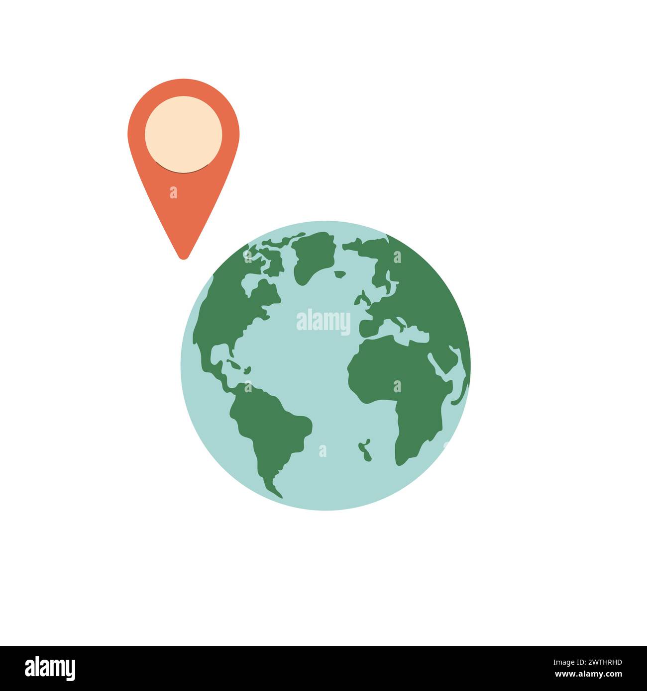 Travel around the world. planet Earth and location sign isolated on ...