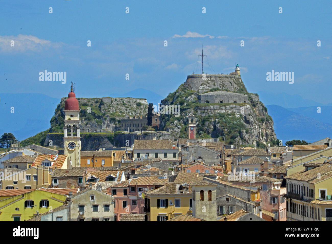 Greece, Island of Corfu, Kerkyra (Corfu town): view from the New ...