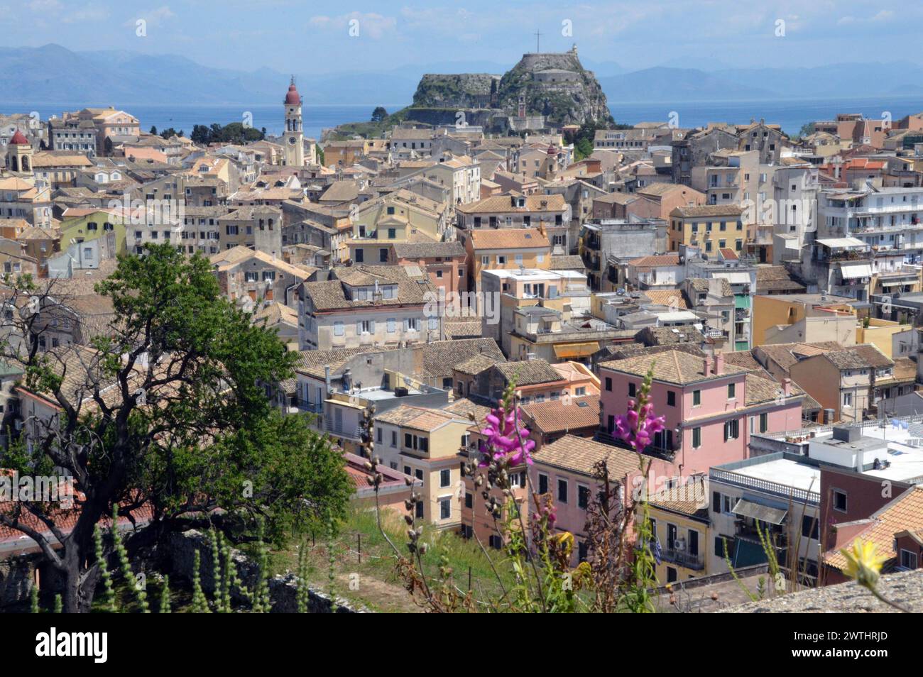 Greece, Island of Corfu, Kerkyra (Corfu town): view from the New ...