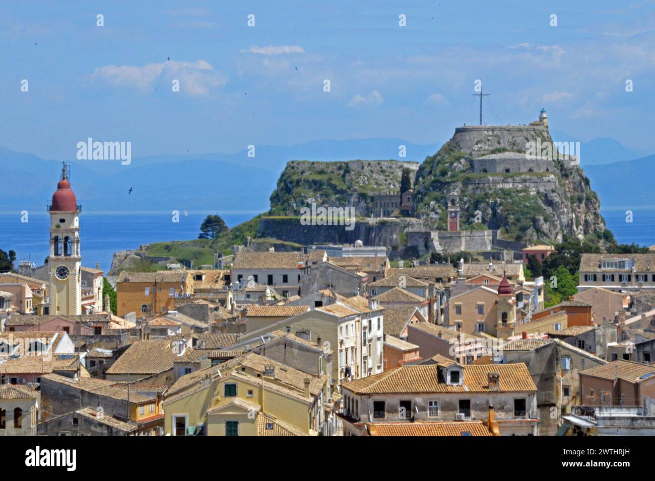Greece, Island of Corfu, Kerkyra (Corfu town): view from the New ...