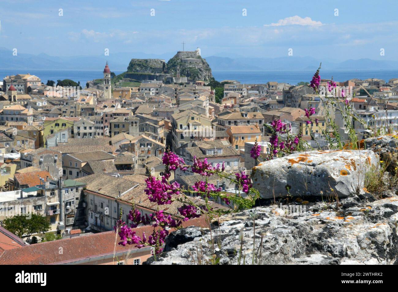 Greece, Island of Corfu, Kerkyra (Corfu town): view from the New ...