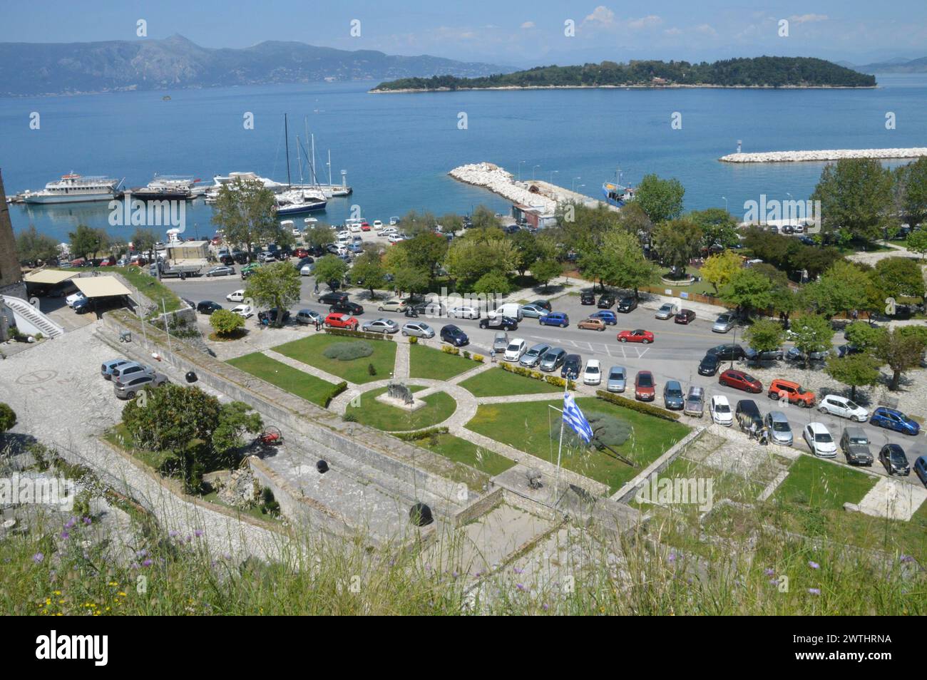 Greece, Island of Corfu, Kerkyra (Corfu town): view of the Spilia area ...
