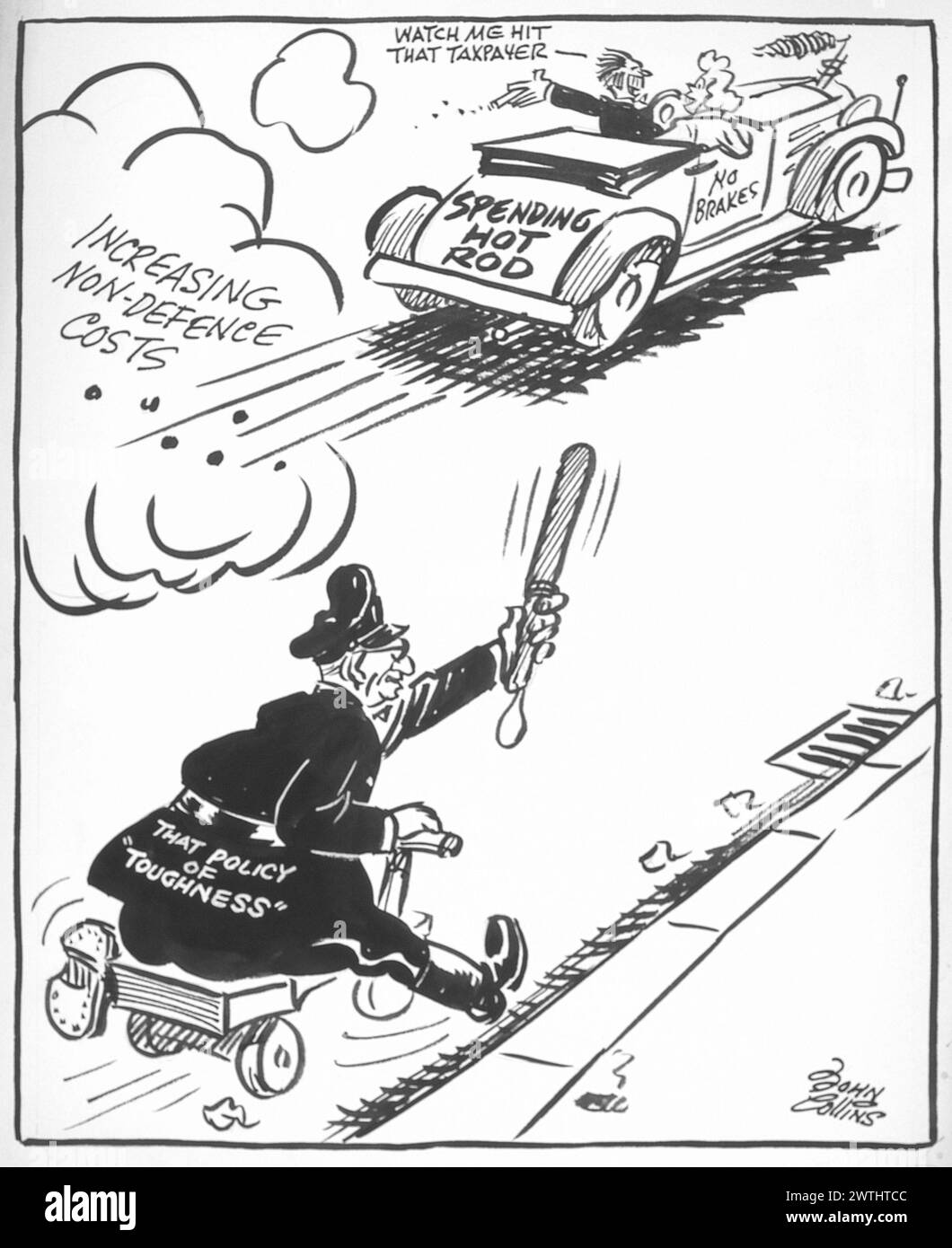 Cartoon - Cop on a Kiddie Car. John Collins (1917-2007 Stock Photo - Alamy