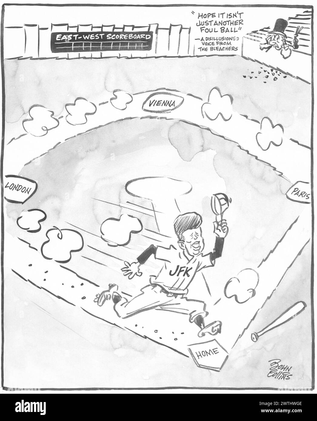 Cartoon - Touching All Bases. John Collins (1917-2007 Stock Photo - Alamy