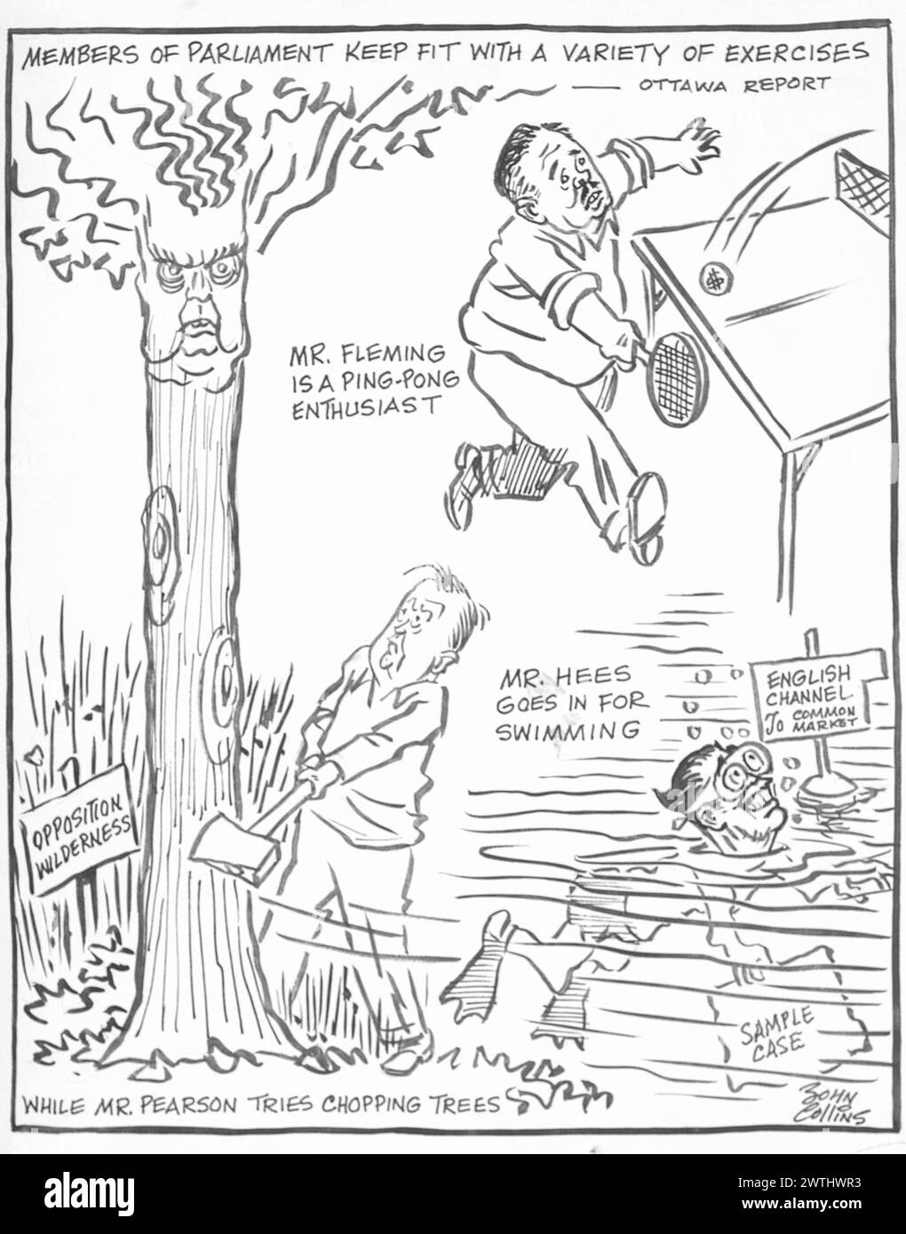 Cartoon - Ottawa Physical Fitness. John Collins (1917-2007 Stock Photo ...