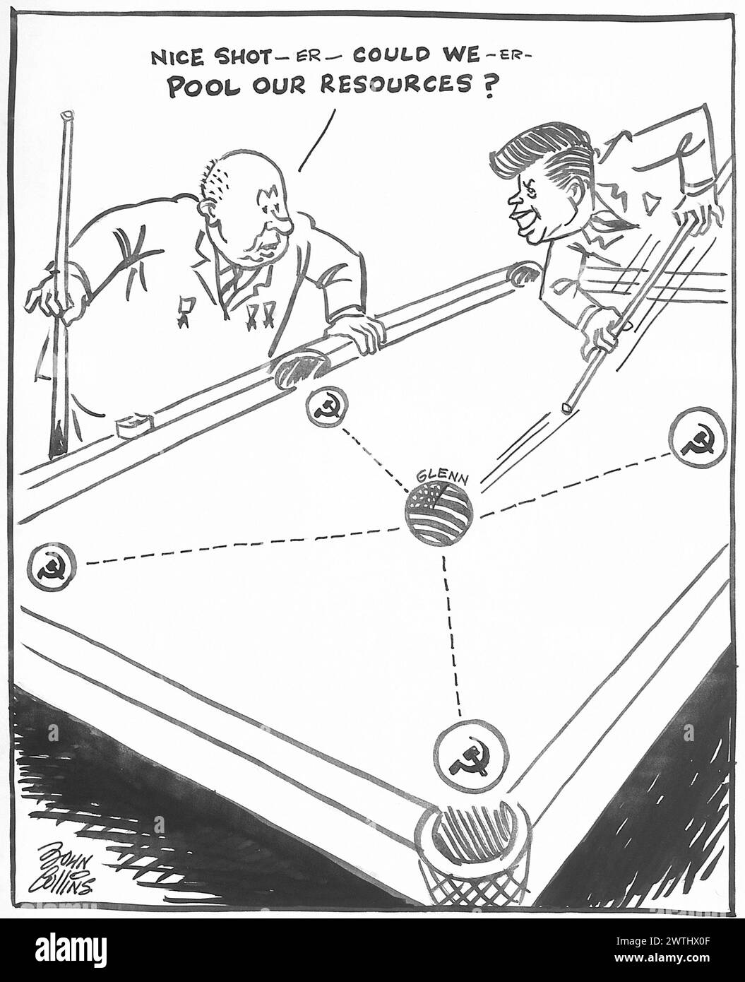 Cartoon - Pool Table. John Collins (1917-2007 Stock Photo - Alamy
