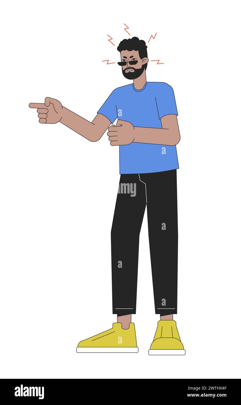 Black man shouting 2D linear cartoon character Stock Vector Image & Art ...