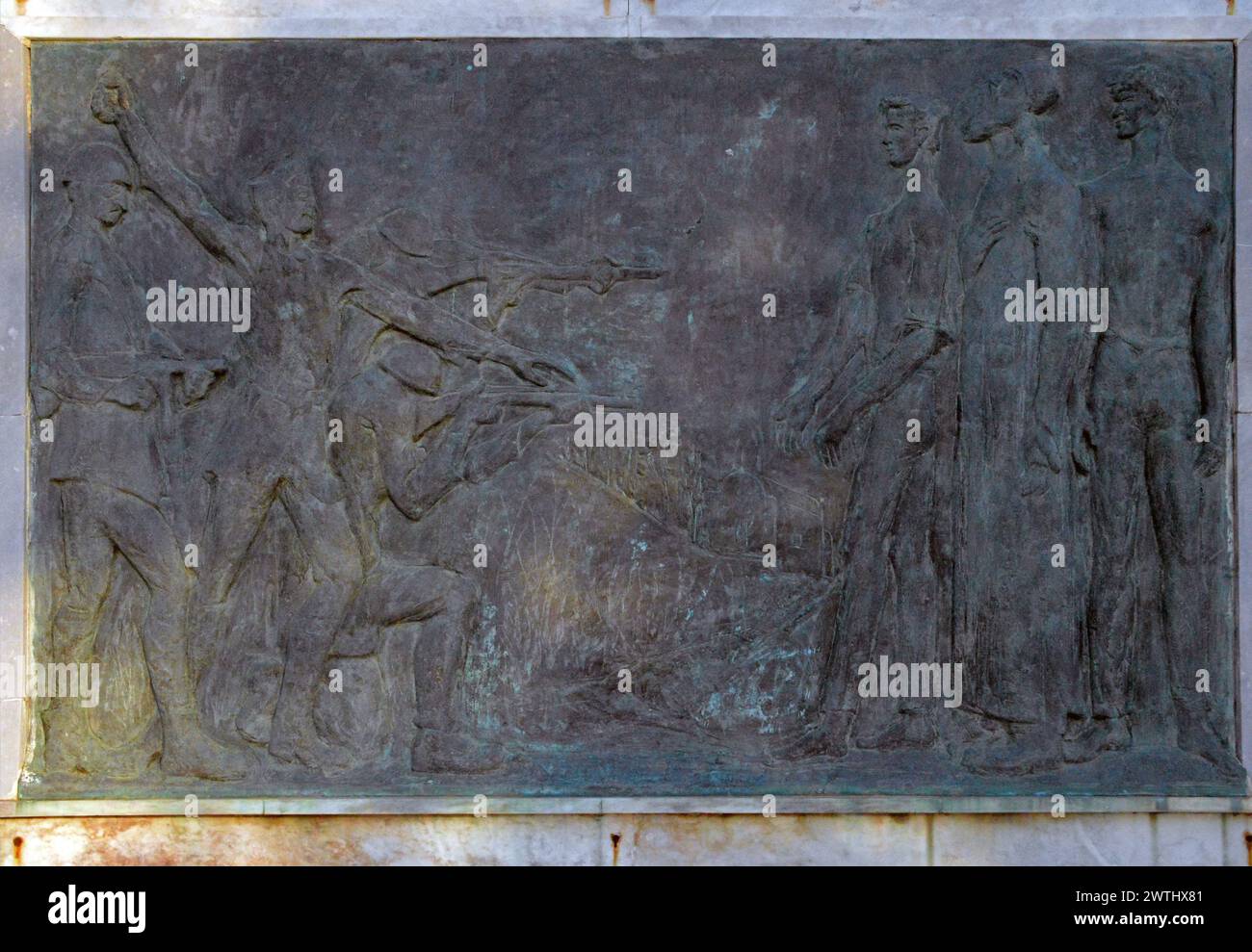 Greece, Island of Symi: Bronze plaque comemmorating the execution of ...