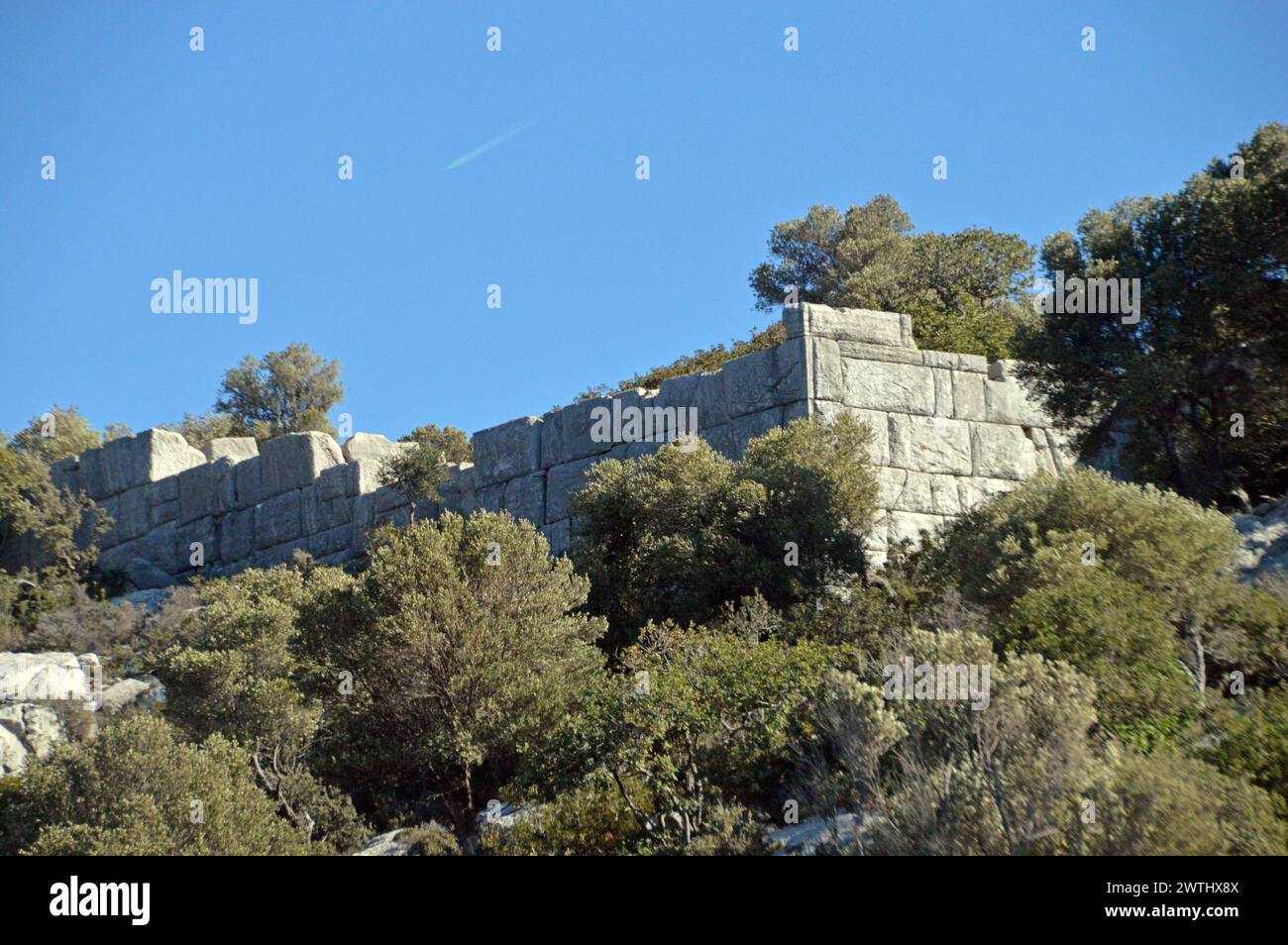 Turkey, Bozburun Peninsula, Loryma: view of the perimeter walls of ...