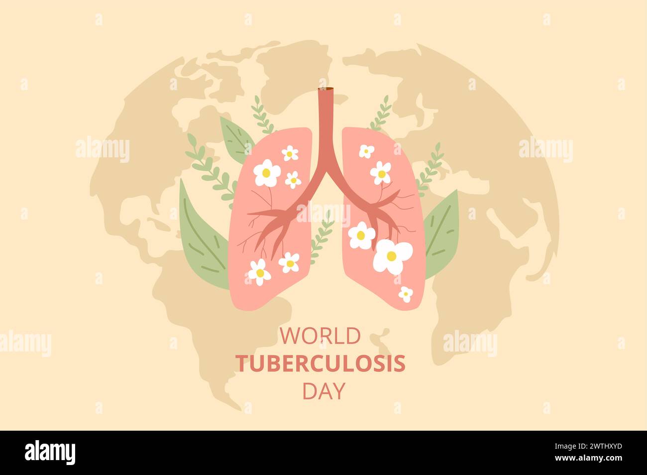 World tuberculosis day banner template. Awareness about tb disease. Vector flat illustration ...